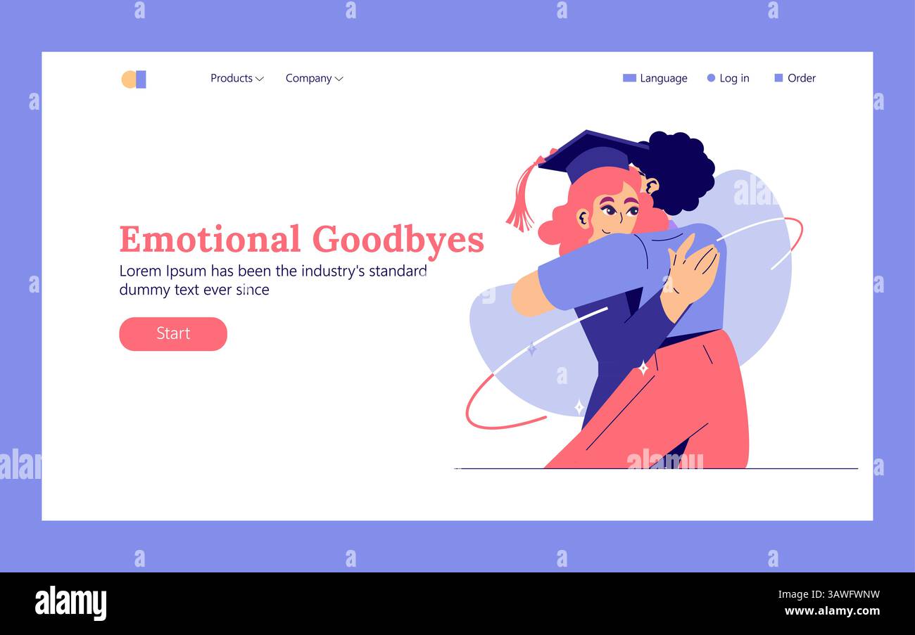 Graduation celebration scene with two friends embracing each other ...