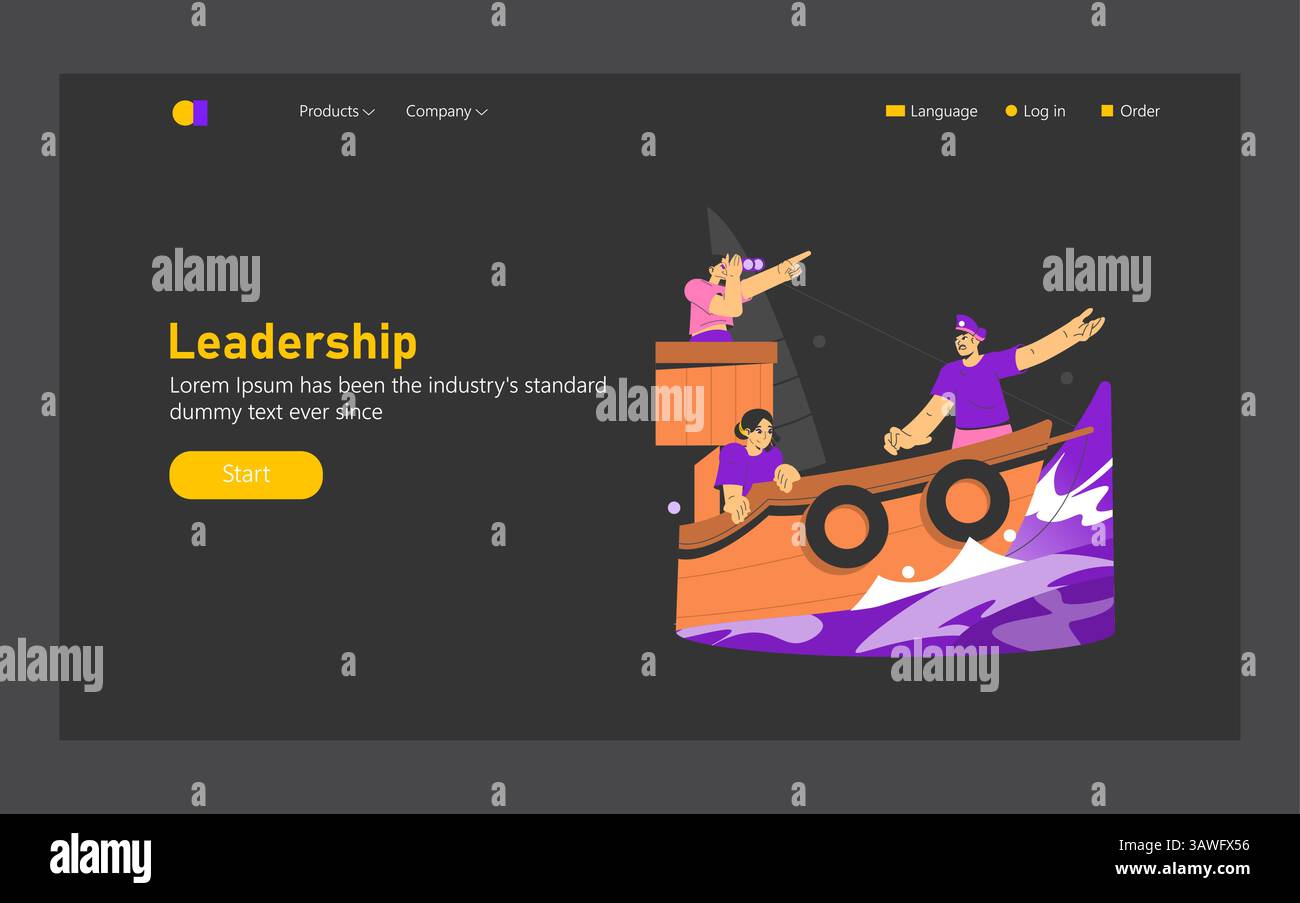 Leadership concept in action with individuals on a boat working ...