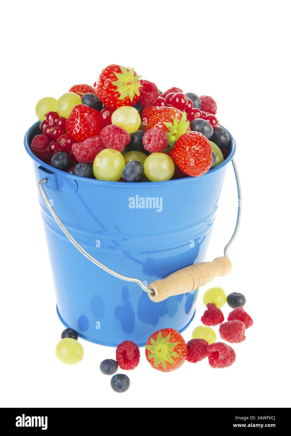 Blue bucket full fresh fruit Cut Out Stock Images & Pictures - Alamy