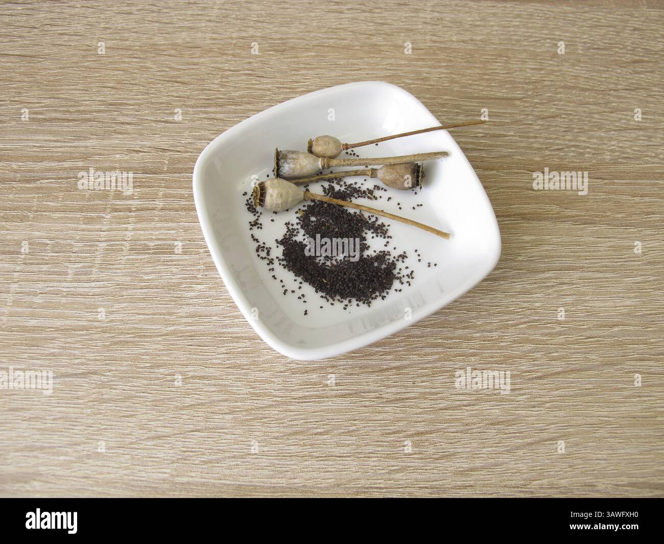 Red poppy seeds and capsule fruits Stock Photo - Alamy