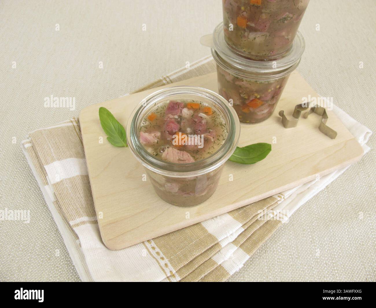 Homemade brawn in a jar Stock Photo - Alamy