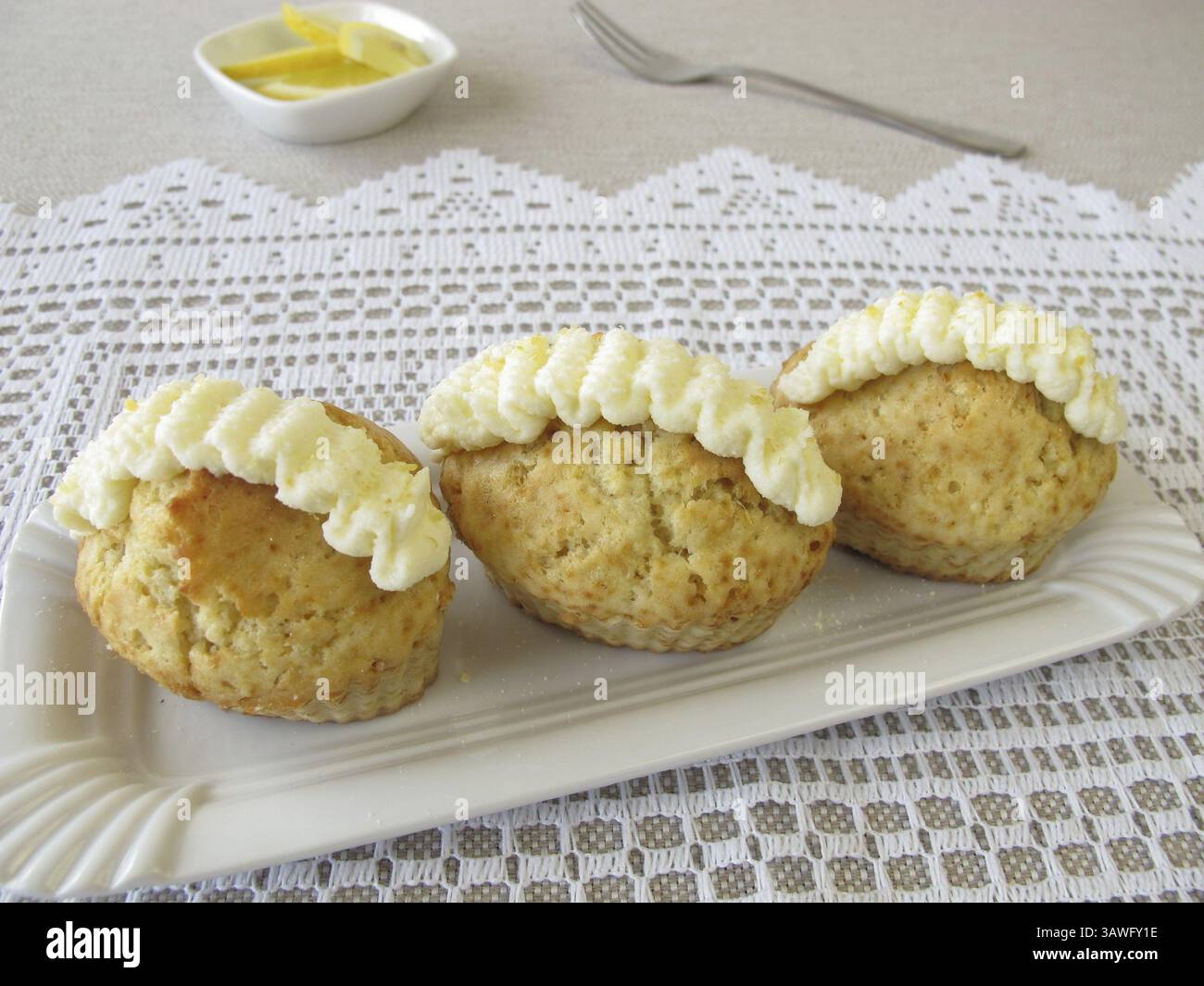 Cake with lemon cream ruffle Stock Photo - Alamy
