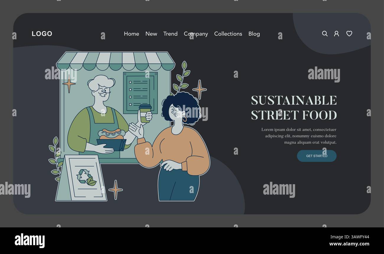 Sustainable street food illustration focuses on eco-friendly practices ...