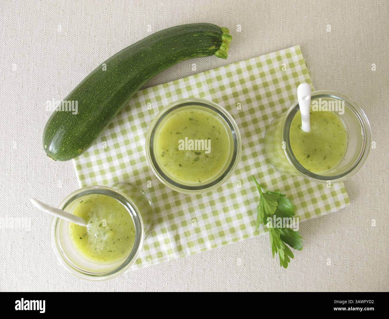 Homemade courgette cream soup in a jar Stock Photo - Alamy