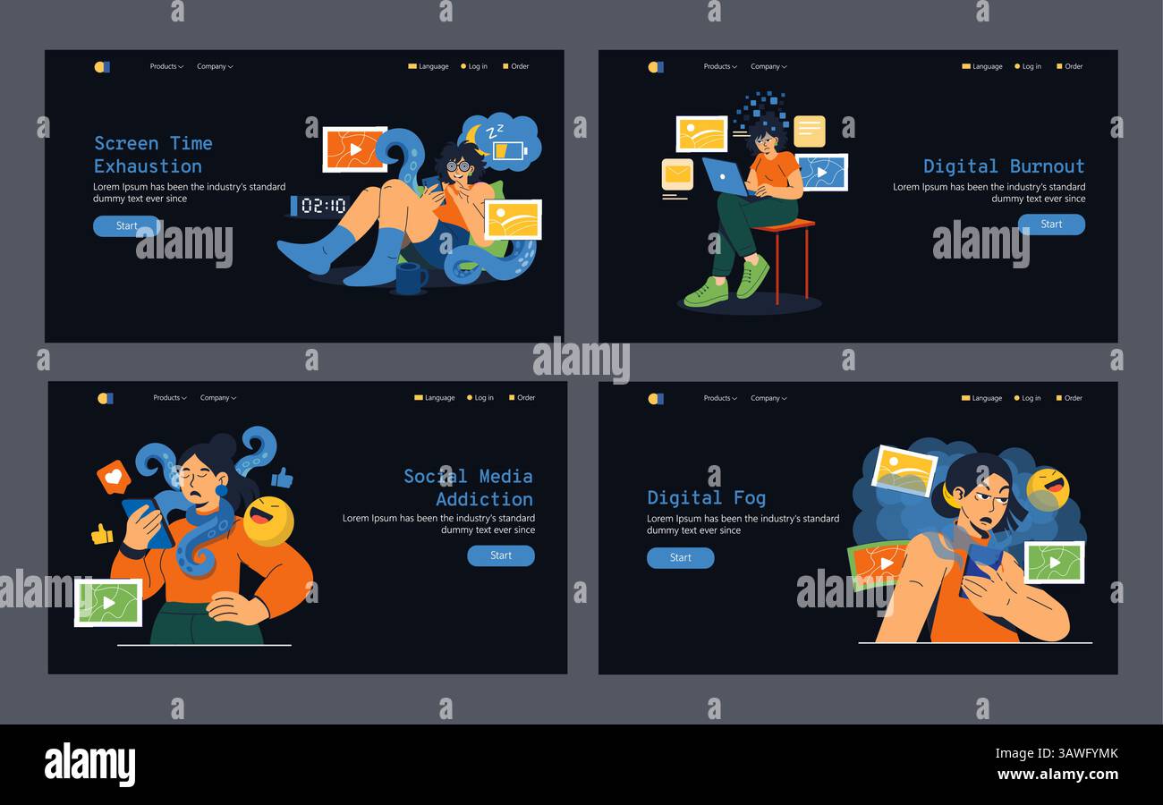 Brain Rot concept. Illustrates the impact of excessive screen time and ...