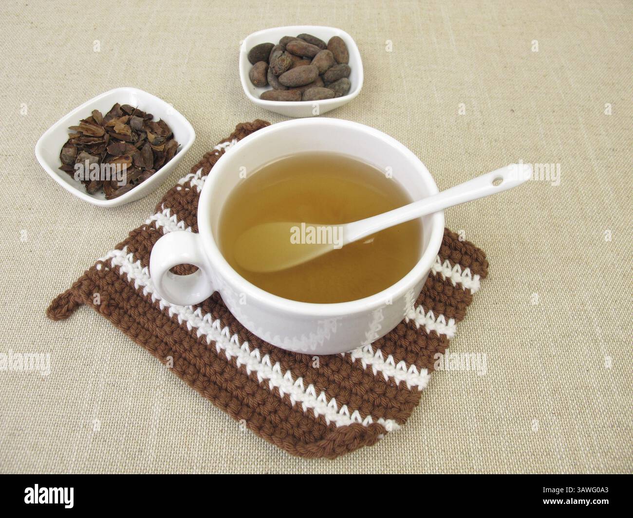 Cocoa tea, cocoa husk tea made from roasted cocoa shells Stock Photo ...