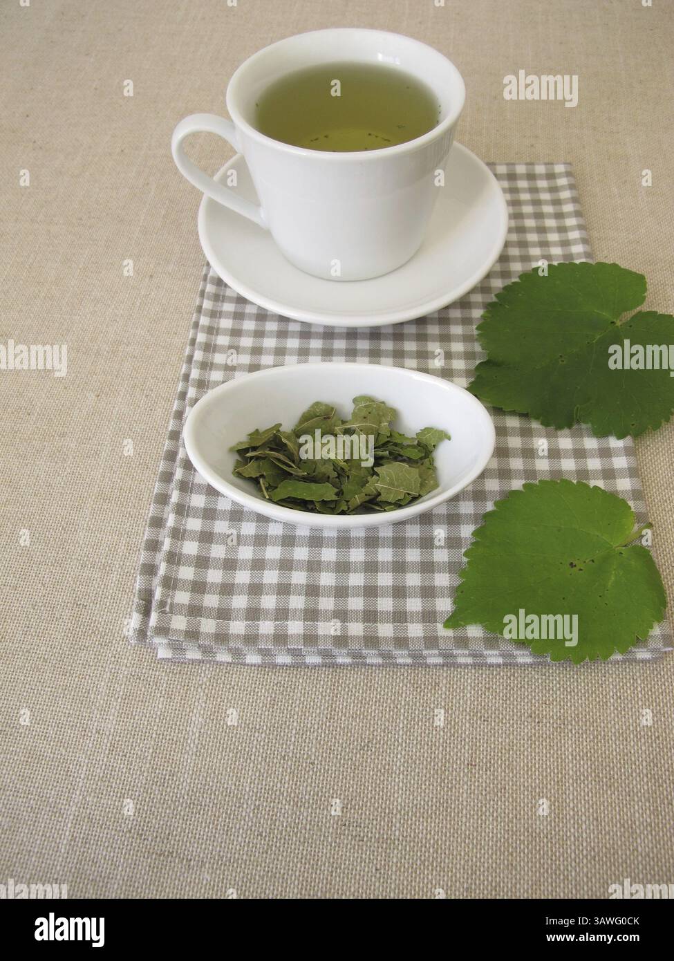 Mulberry leaf tea made from dried white mulberry leaves Stock Photo - Alamy