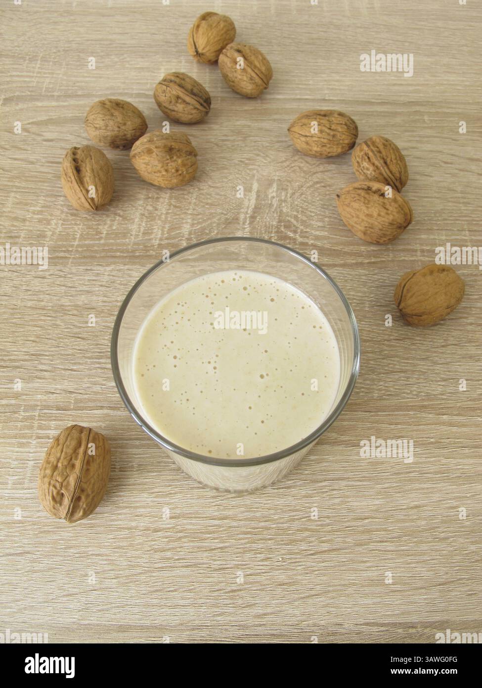 Homemade protein shake with walnut flour Stock Photo - Alamy