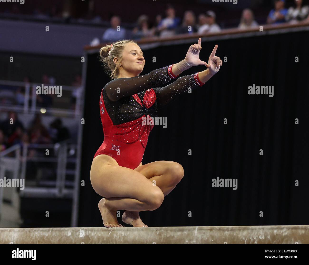 April 19, 2025: Utah's Elizabeth Gantner competes on the balance beam ...