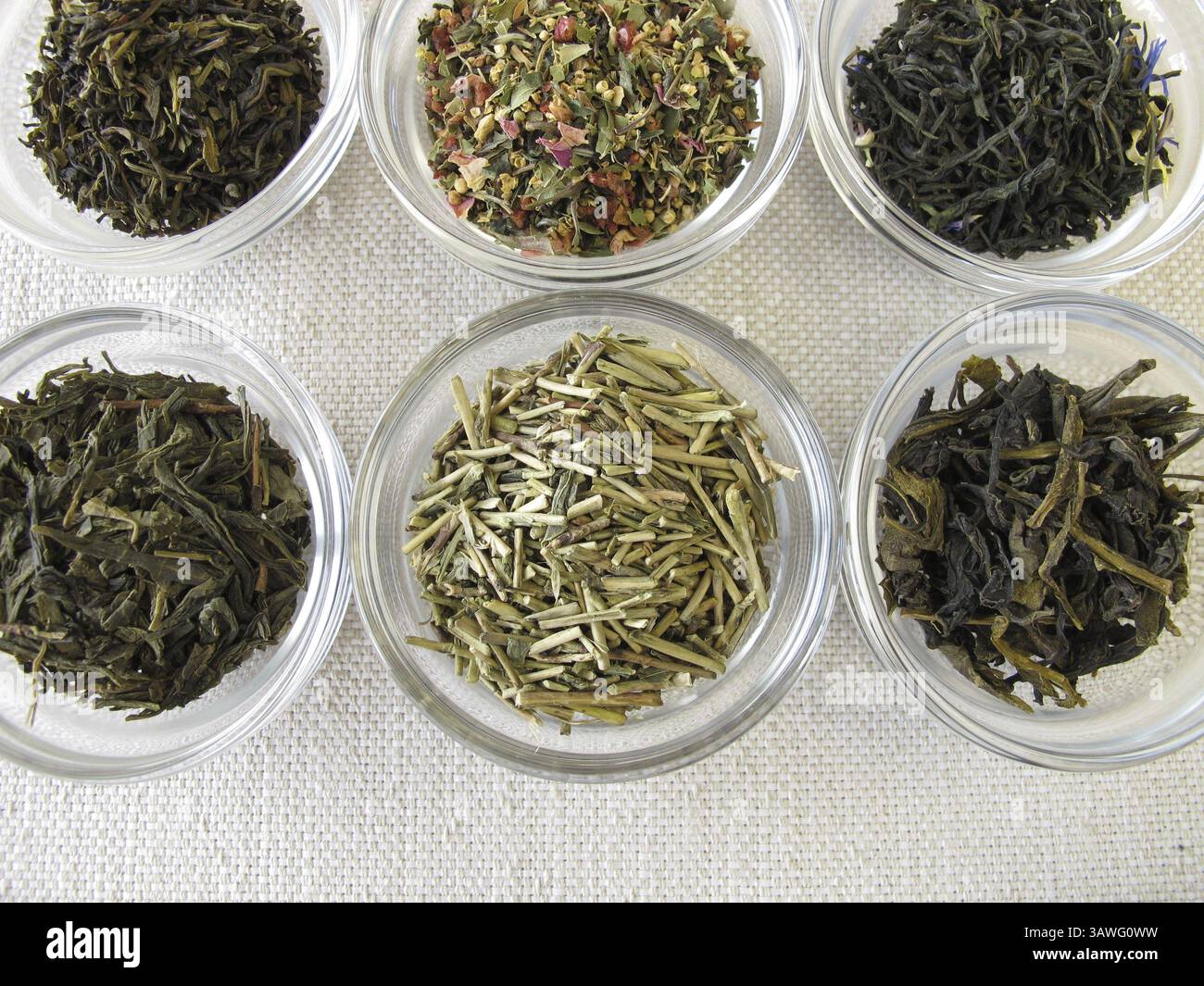 Different types of green tea Stock Photo - Alamy