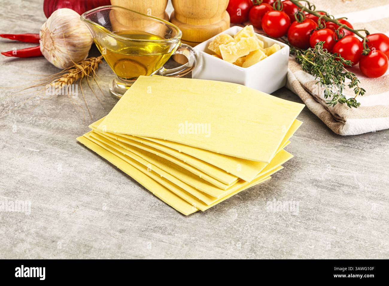 Italian cuisine - dry lasagna sheets for cooking Stock Photo - Alamy