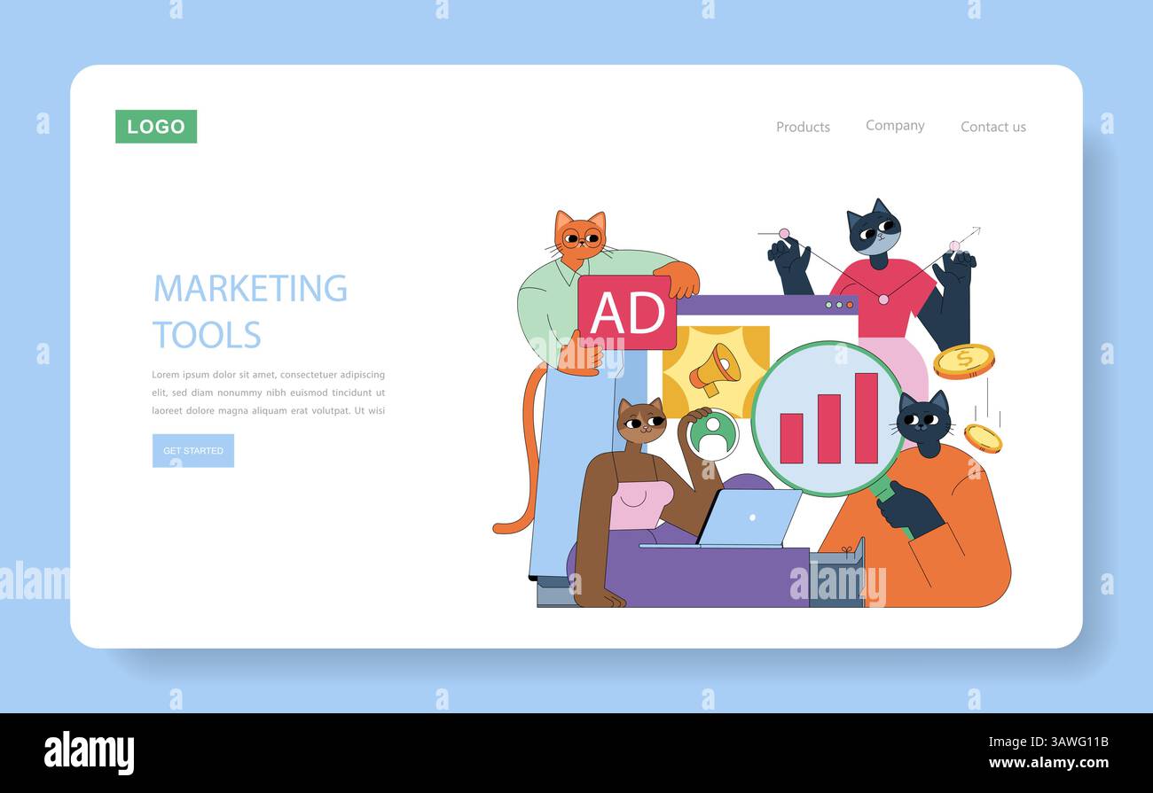 Marketing Tools concept. Illustrates various marketing tools using ...