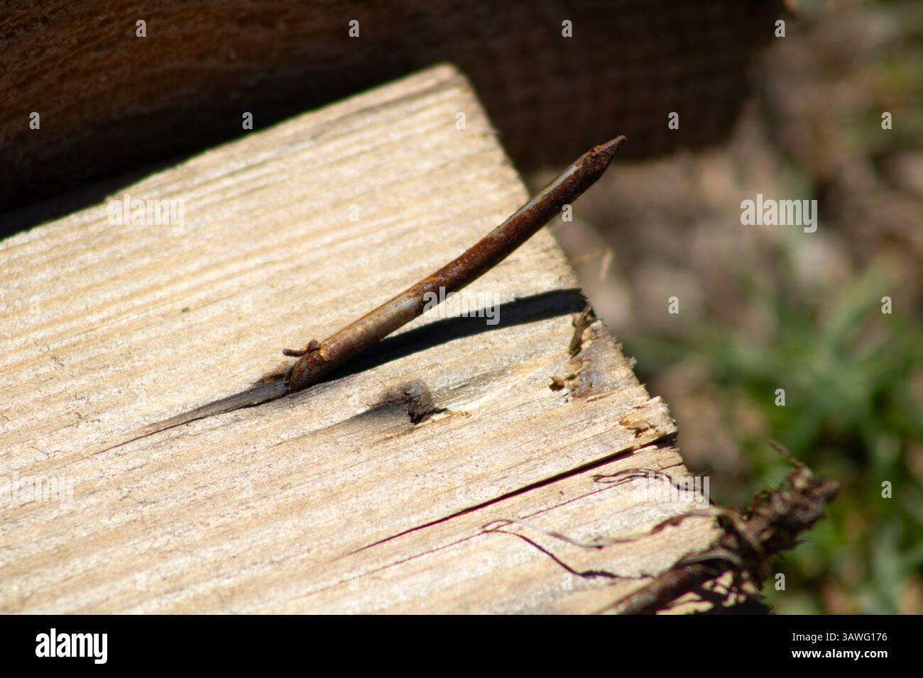 Rusty nail stuck in wood hi-res stock photography and images - Alamy