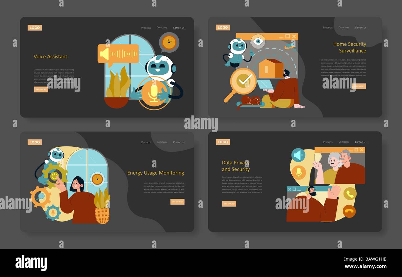 AI Home illustration presents innovative features for modern living. It ...