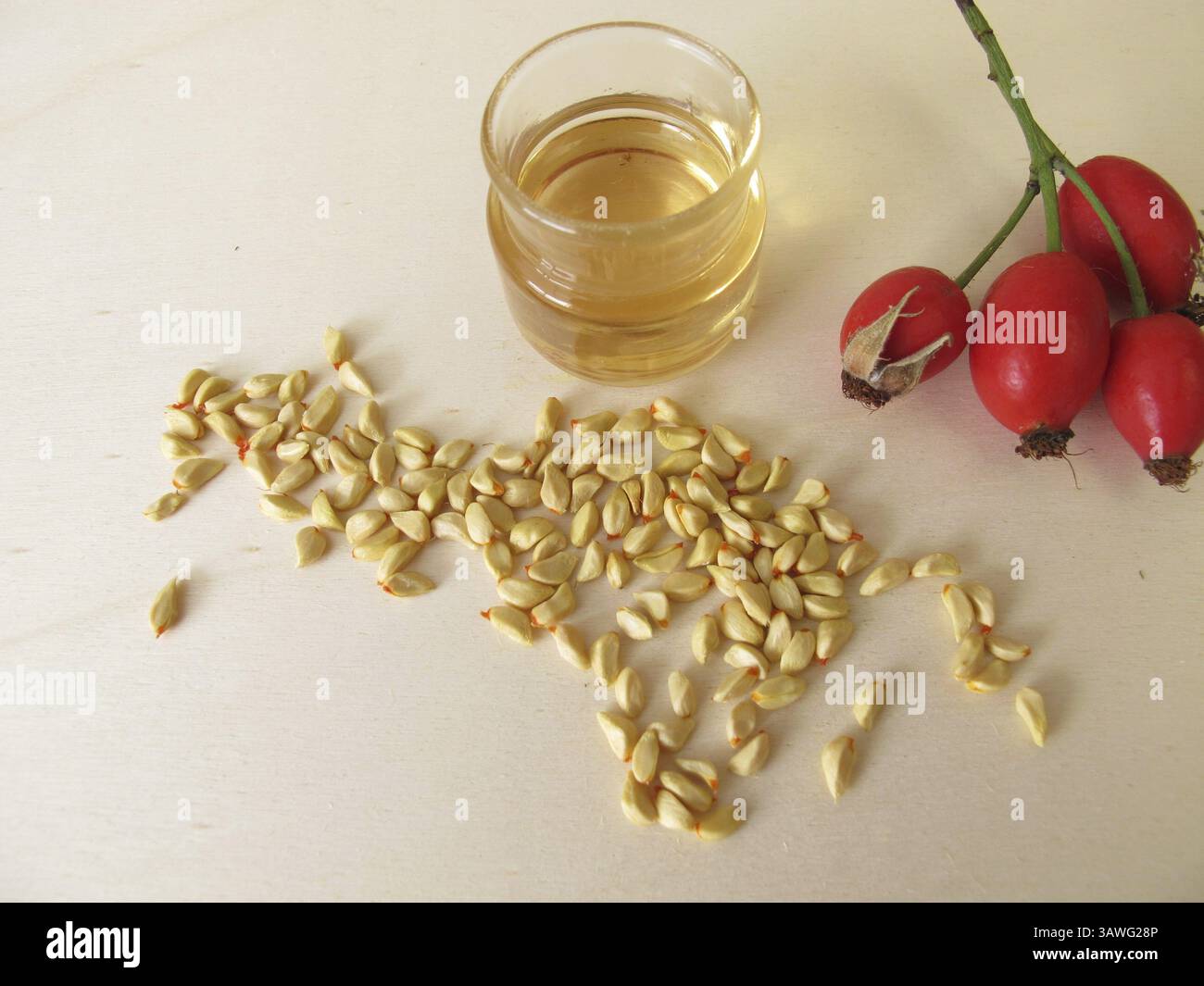 Rosehip seed oil, wild rose oil from the rosehip seeds of the wild rose ...
