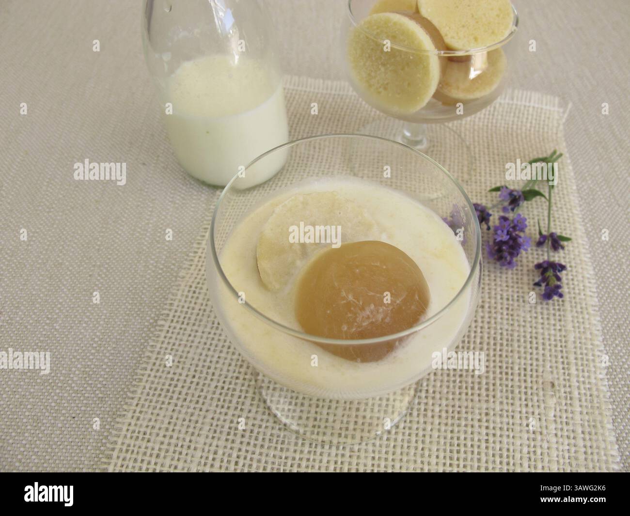 Cold milk with coffee coconut ice cube cubes Stock Photo - Alamy