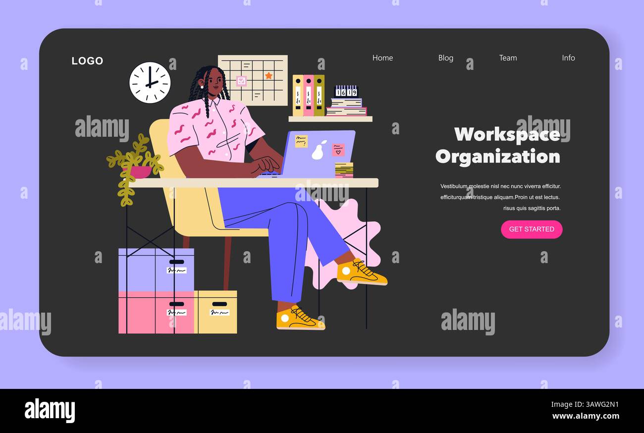 ADHD friendly workspace organization concept. It illustrates an ...