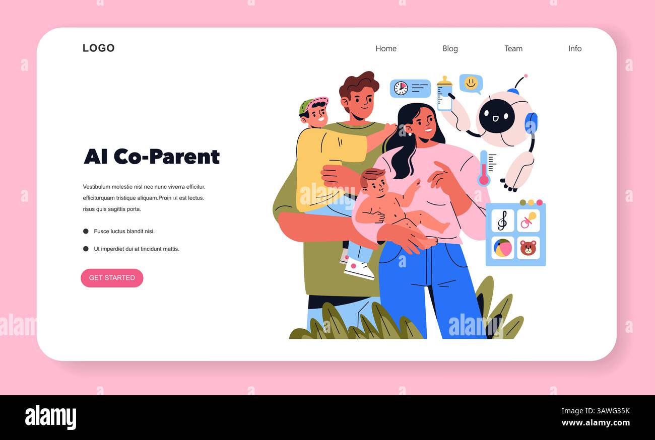 AI Co-Parent illustration. This concept portrays a modern family ...