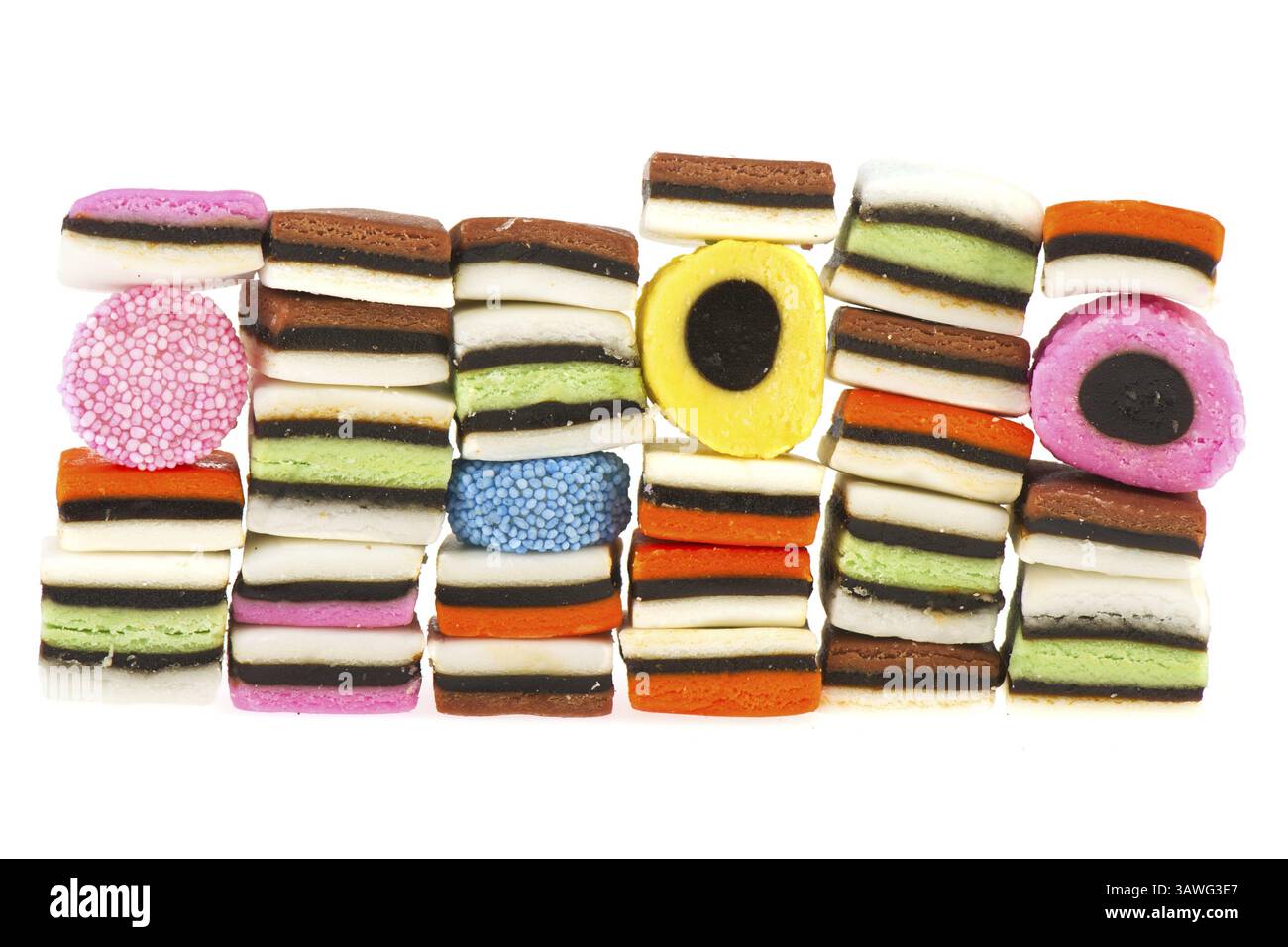 Colourful English licorice candy isolated over white background Stock ...