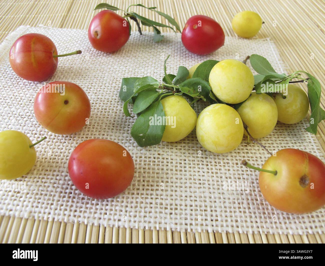 Red and yellow cherry plums Stock Photo - Alamy