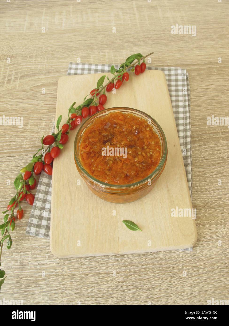 Homemade goji berry jam in a jar Stock Photo - Alamy
