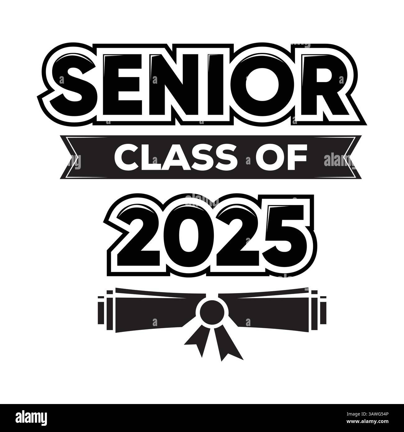 Senior Class of 2025 Graduation Design with Diploma Scroll Stock Vector ...
