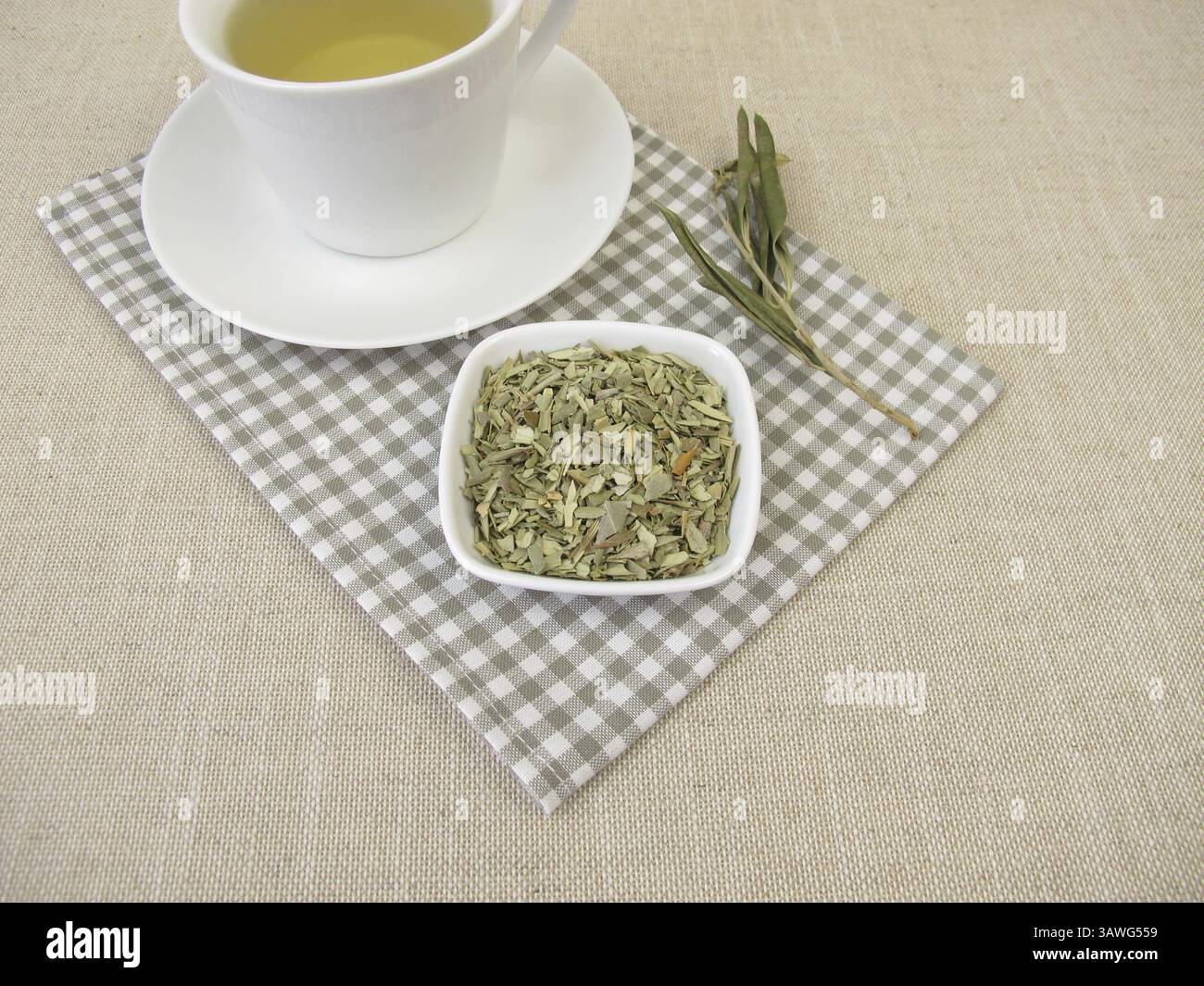 Olive leaf tea - tea made from dried and cut olive leaves Stock Photo ...