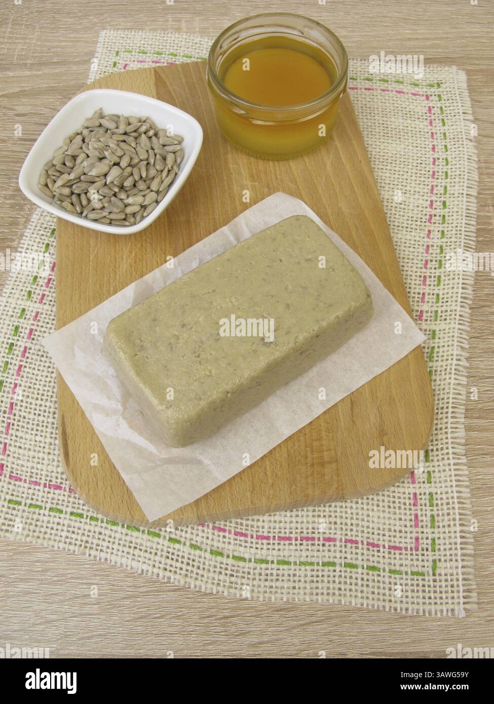 Homemade halva with sunflower seeds and honey Stock Photo - Alamy