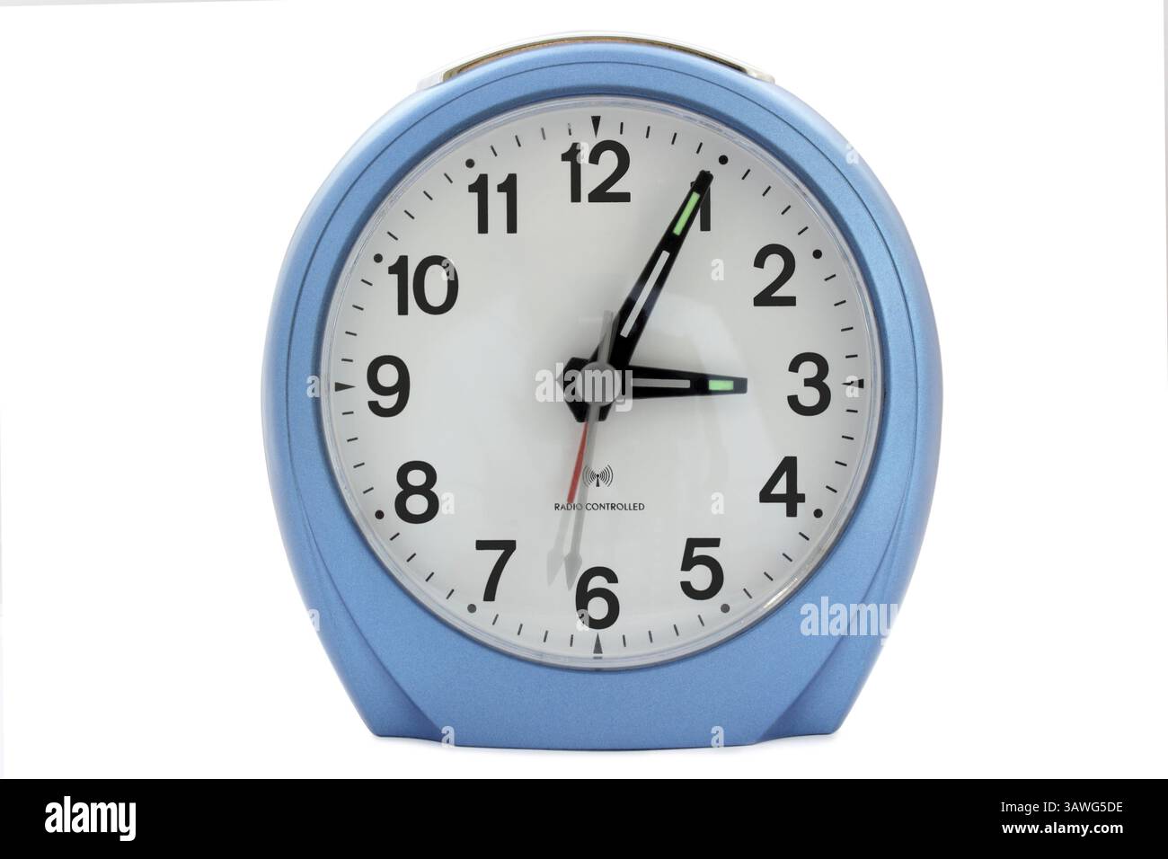 Blue radio controlled alarm clock isolated on white background Blue ...