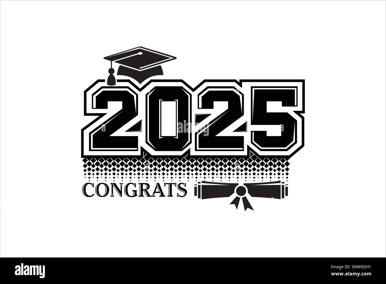 Class of 2025 Graduation Congrats Design with Cap and Diploma Elements ...