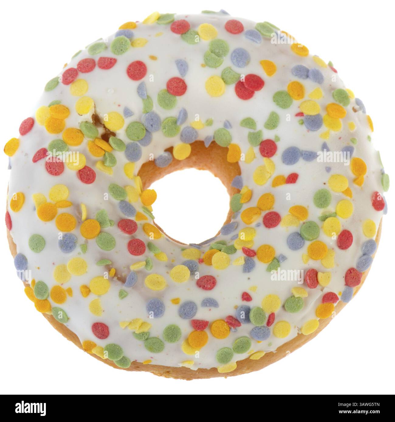 White glaze confetti donuts isolated ovr white background Stock Photo ...