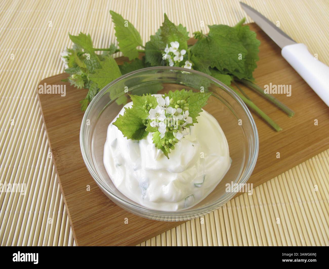 Herb quark with garlic rocket Stock Photo - Alamy