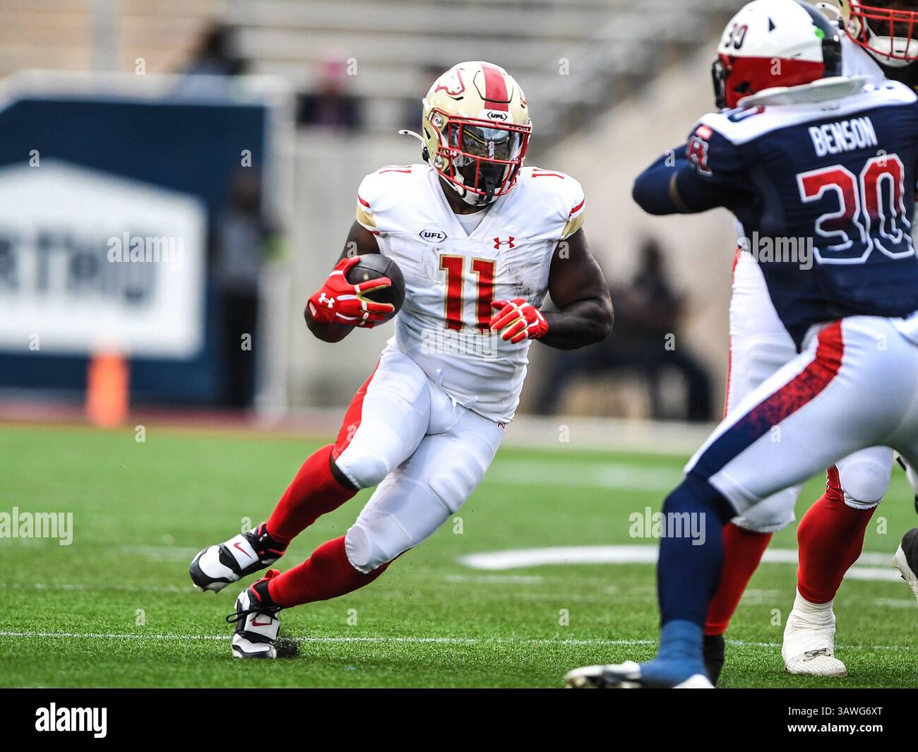 Houston, Texas, USA. 19th Apr, 2025. Stallions RB C.J. Marable rushed ...