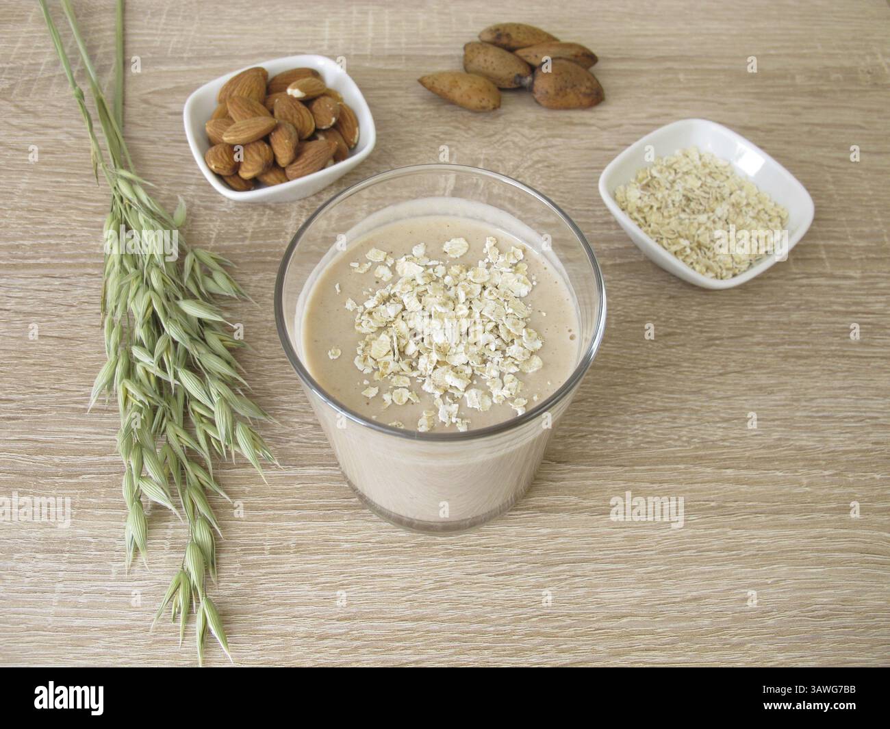 Homemade low carb protein shake with almond flour and oats Stock Photo ...