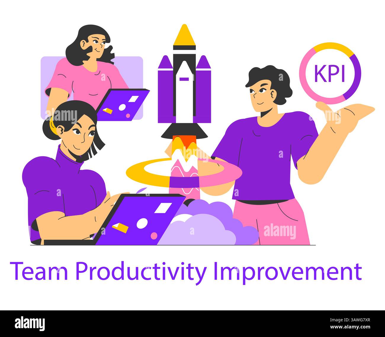 Team productivity improvement concept. Illustrates collaboration in a ...