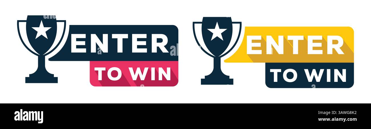 Enter to Win Promo Labels with Trophy Icon – Contest Call to Action ...