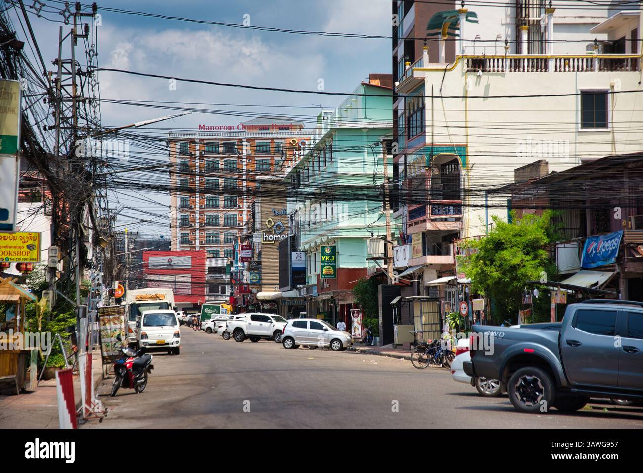 Downtown Street in Vientiane Laos Asia Stock Photo - Alamy