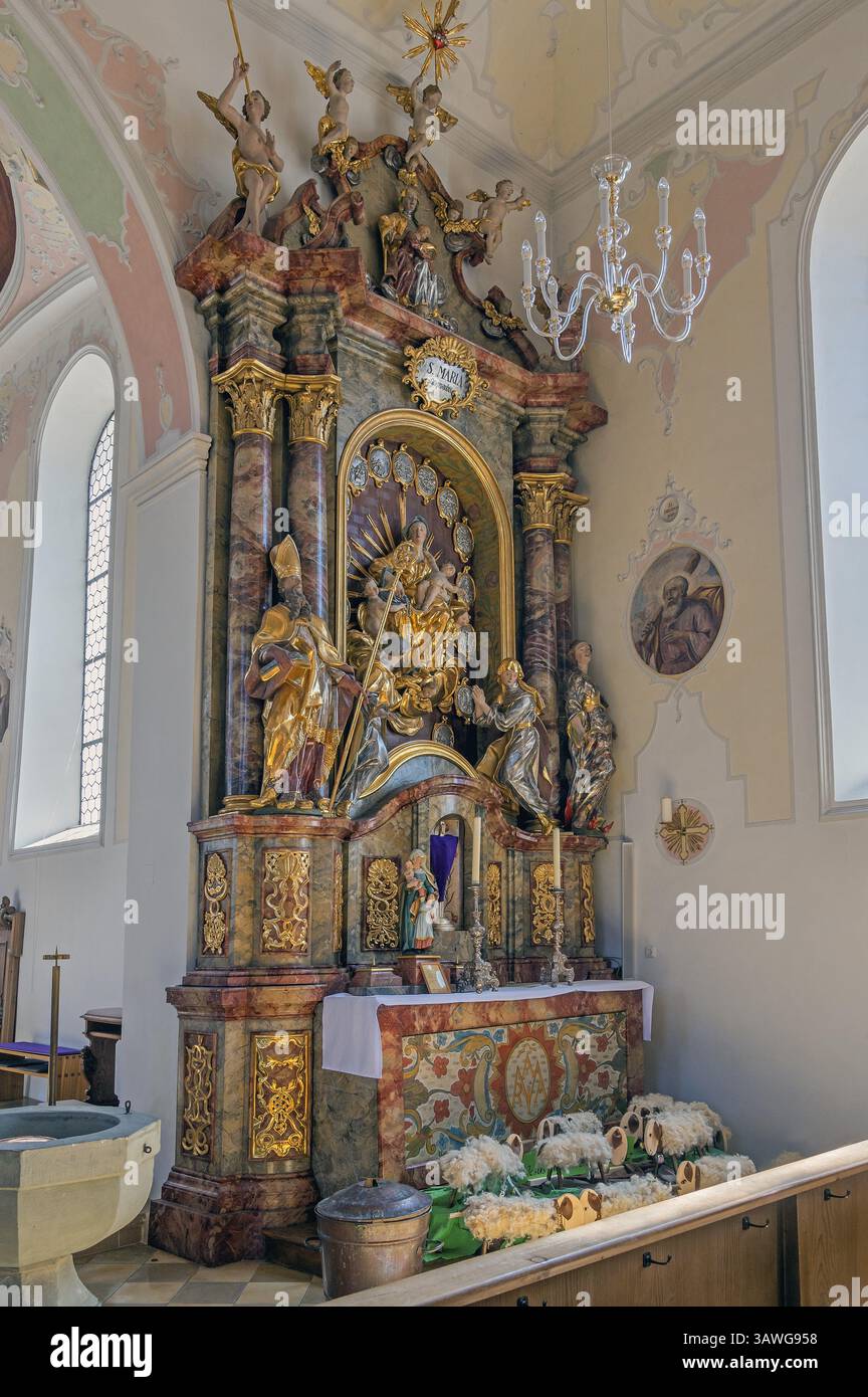 Side altar, parish church of St Peter and Paul in Altaedten near ...