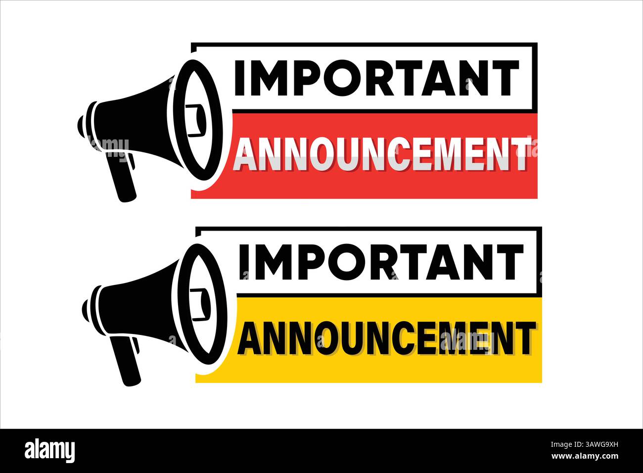 Important Announcement Banner with Megaphone Icon in Red and Yellow ...