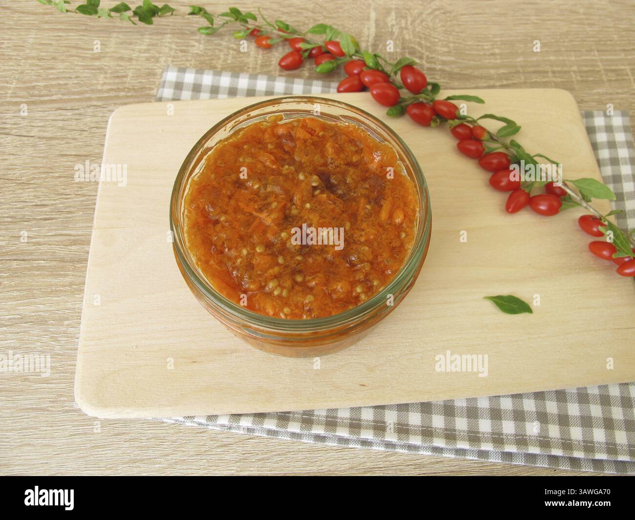 Homemade goji berry jam in a jar Stock Photo - Alamy