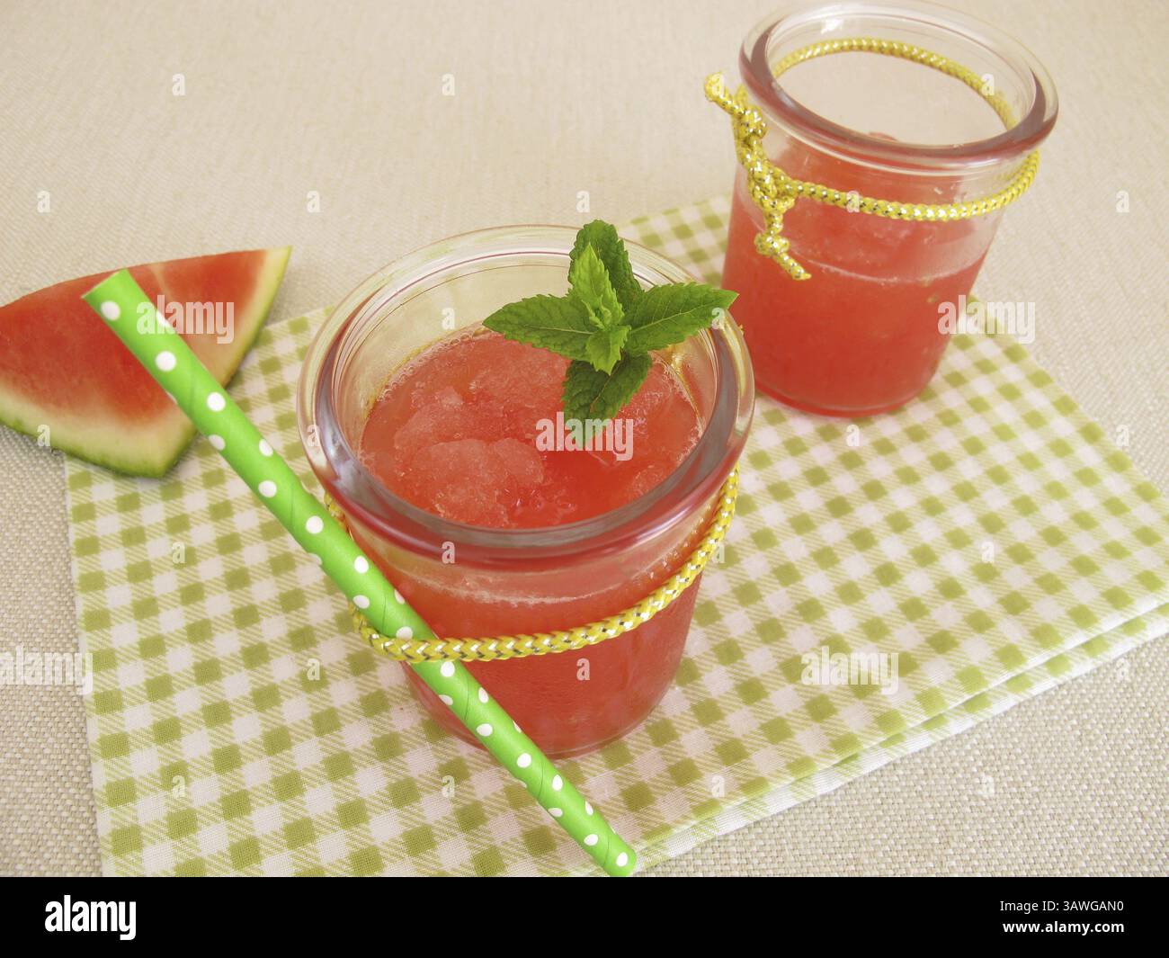 Slush ice with melon and mint Stock Photo - Alamy