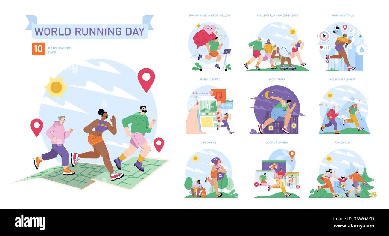 World Running Day set. Community celebration of running for all ages ...