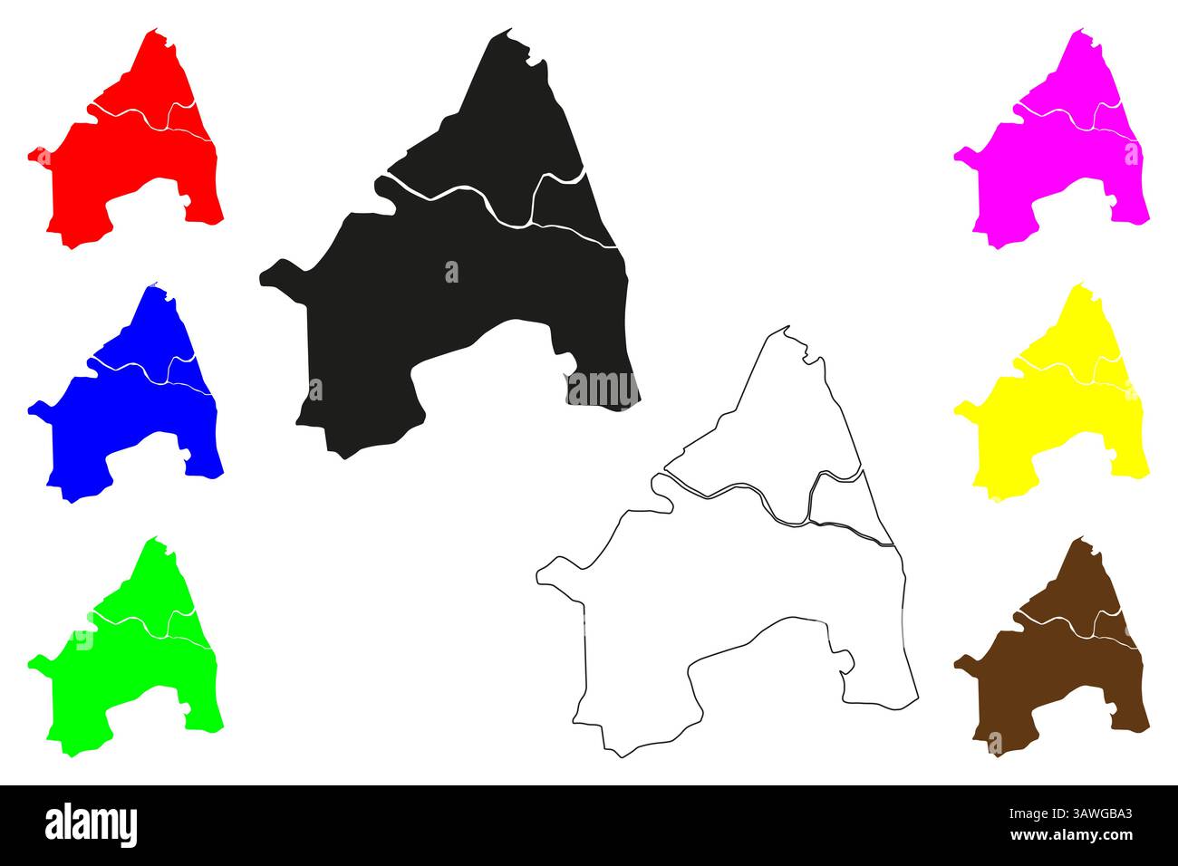 Kottayam city (Republic of India, State of Kerala) map vector ...