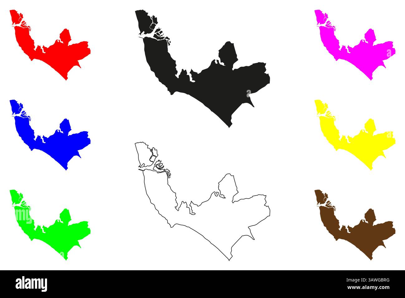 Kollam city (Republic of India, State of Kerala) map vector ...