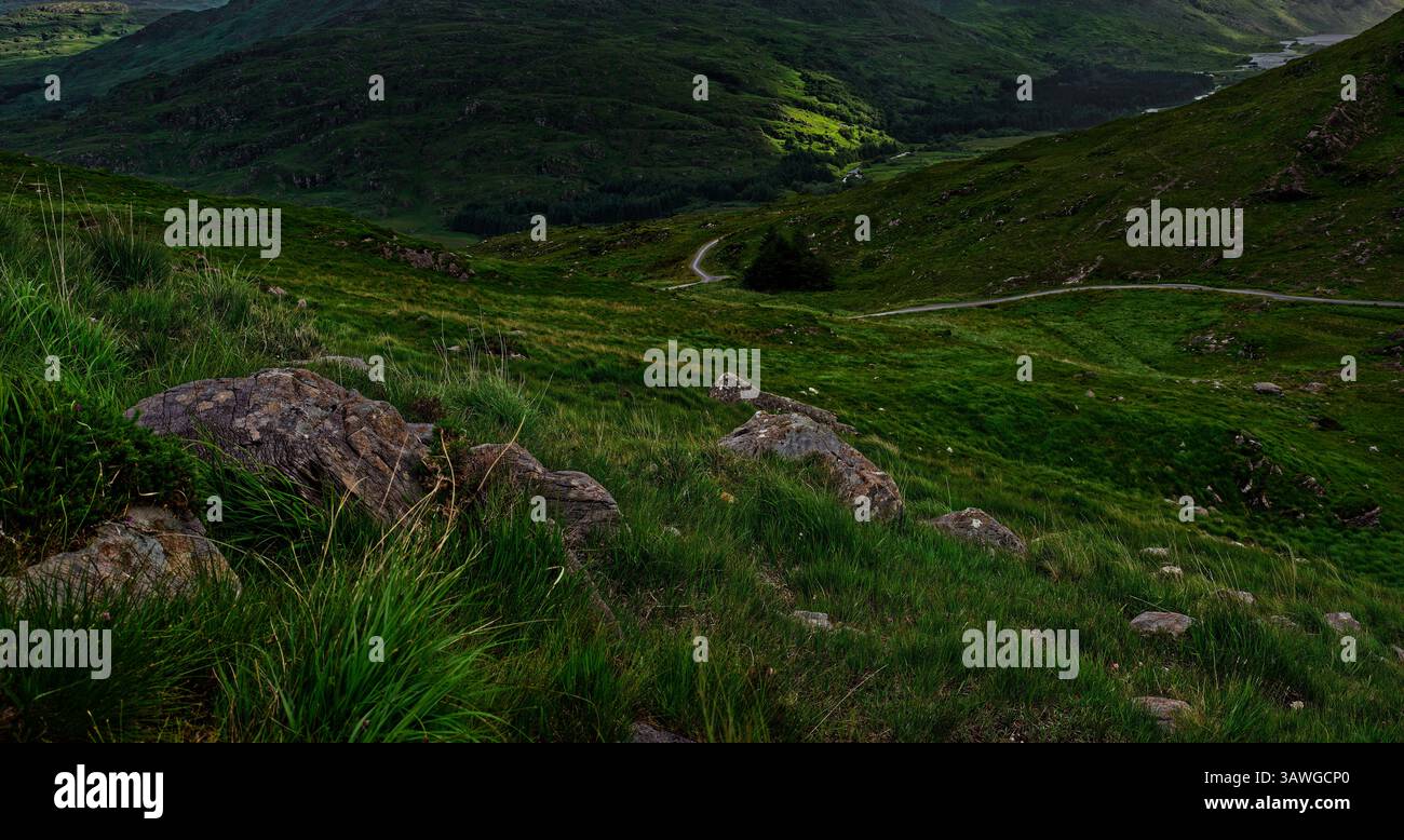 Exploring the Lush Green Hills of Blackvalley, Ireland, Under a Soft ...
