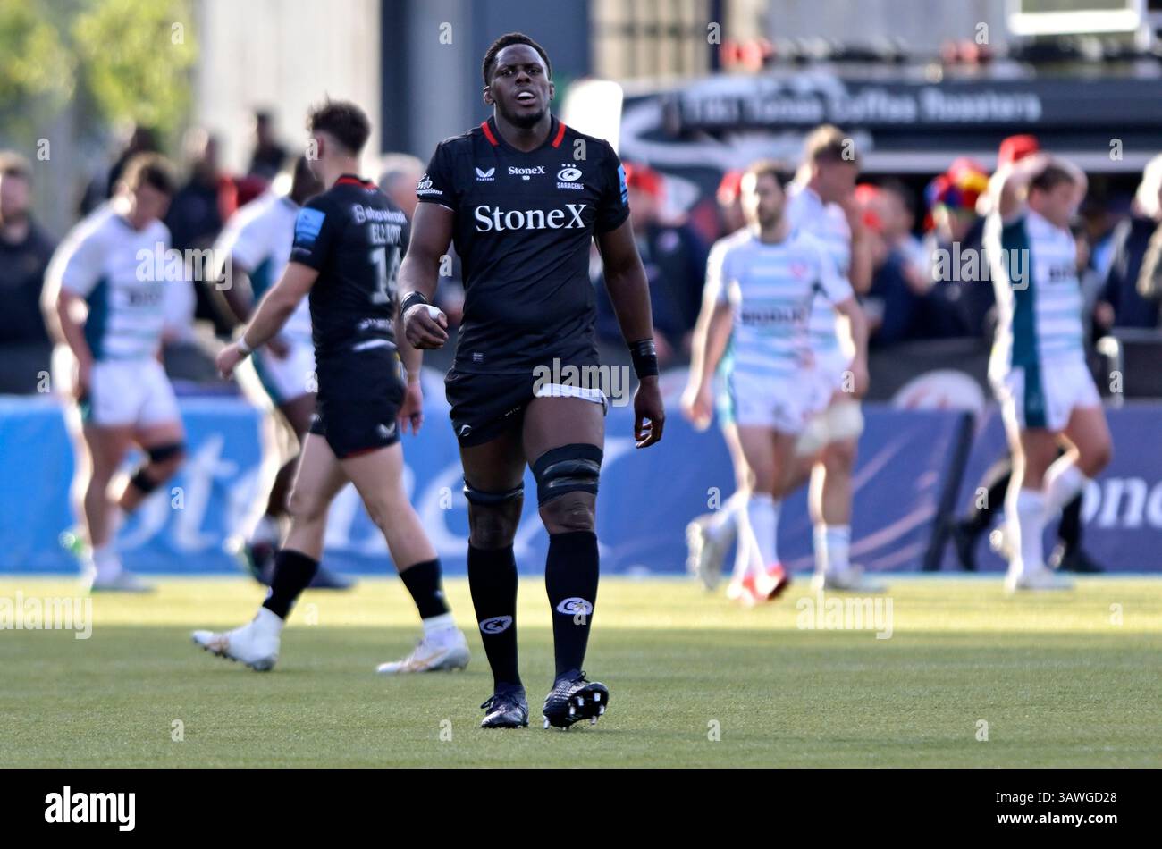 Barnet. United Kingdom. 19 April 2025. Premiership Rugby. Saracens V ...