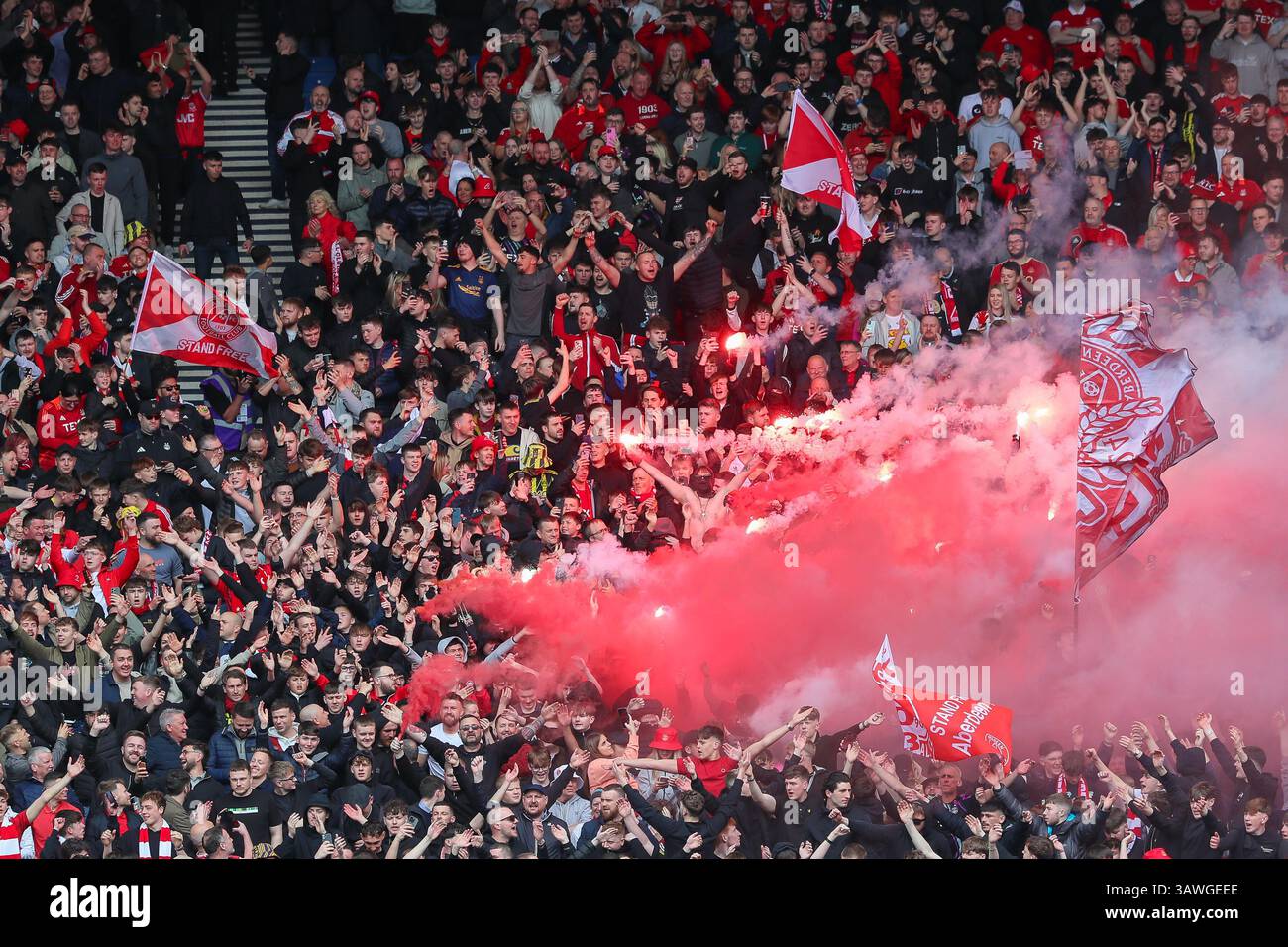 Aberdeen Football Club fans set off flares during the Scottiish Cup ...