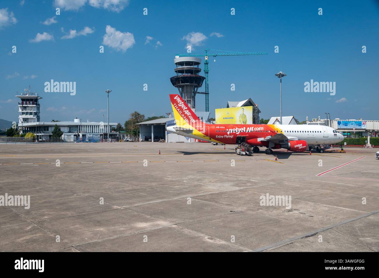 Chiang Mai city international airport and control tower in northern ...