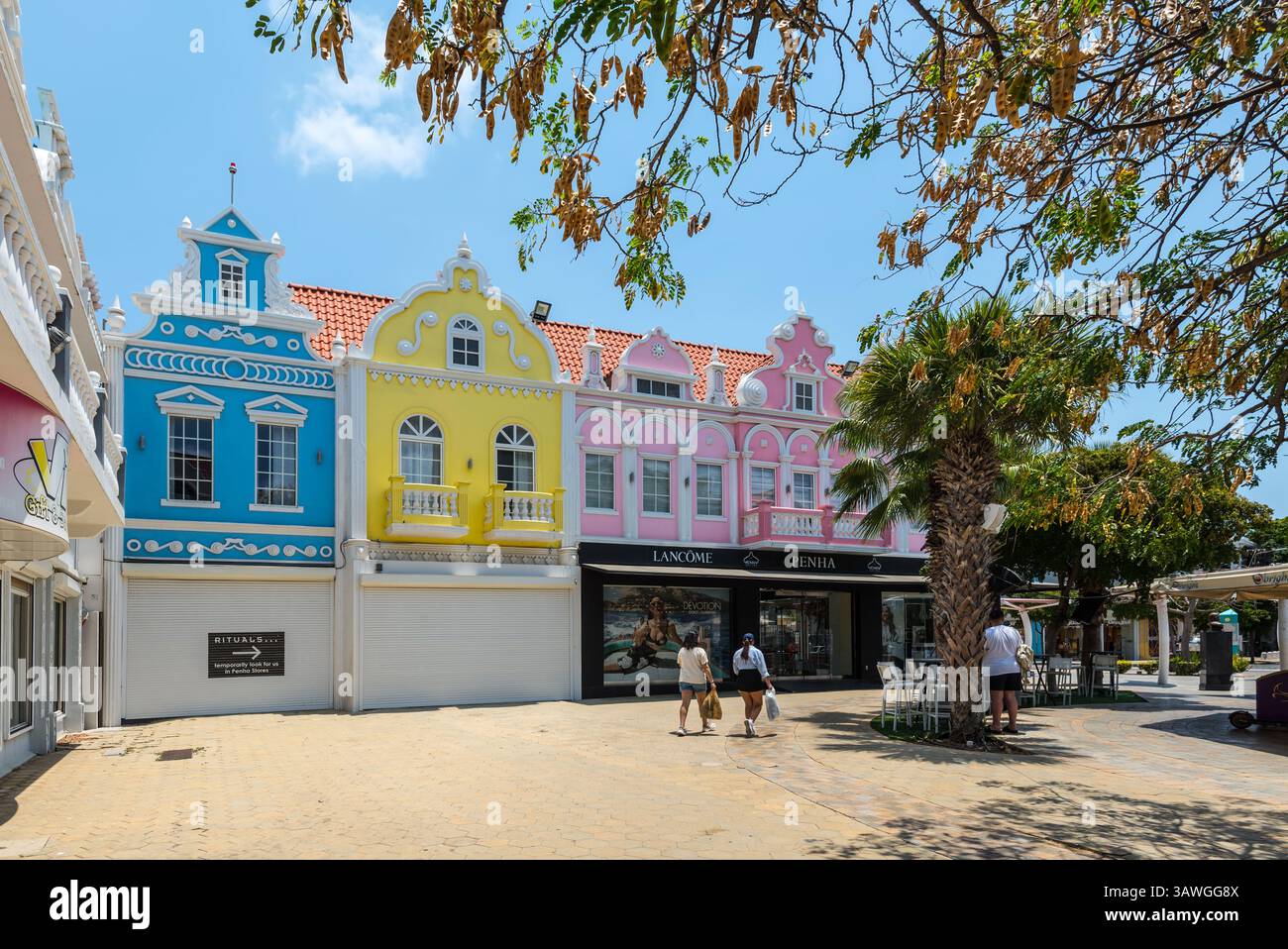 Oranjestad, Aruba - April 11, 2024: Daytime street view of Oranjestad ...