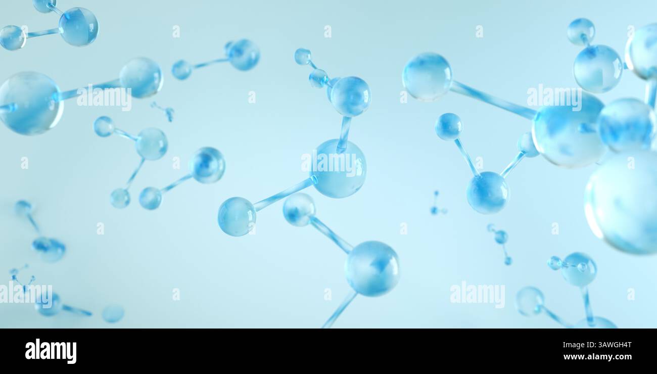 Water or H2O molecule, Skincare or perfume technology essence element ...